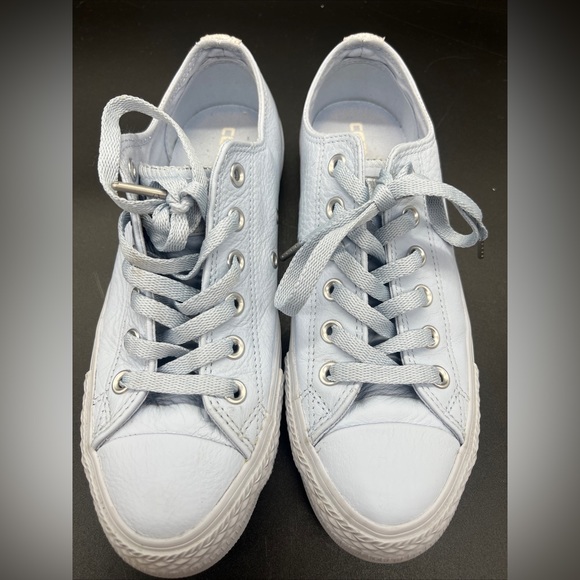 Converse | Shoes | Converse Unisex Light Blue Leather Sneakers Shoes ...